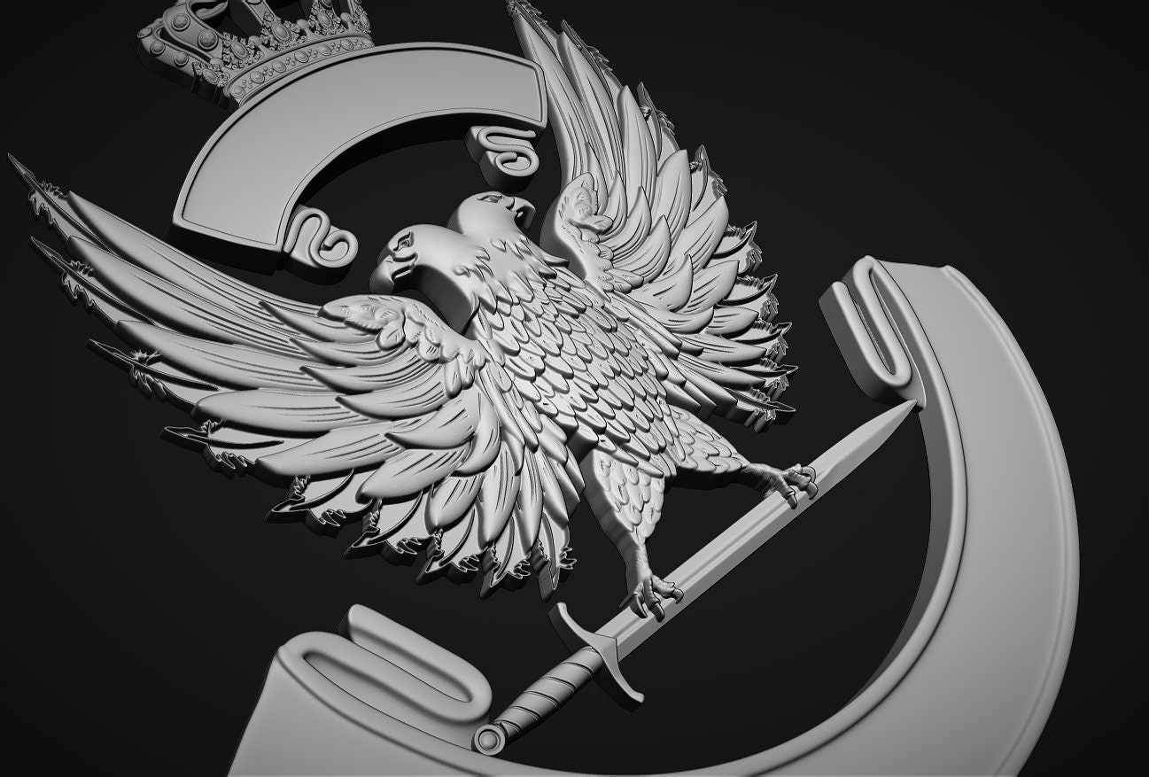 Coat of Arms With Eagle 3D STL Model for CNC Router or 3D Printer ...