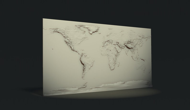 World Map Bas Relief 3D STL Model for CNC Router Engraver - Etsy