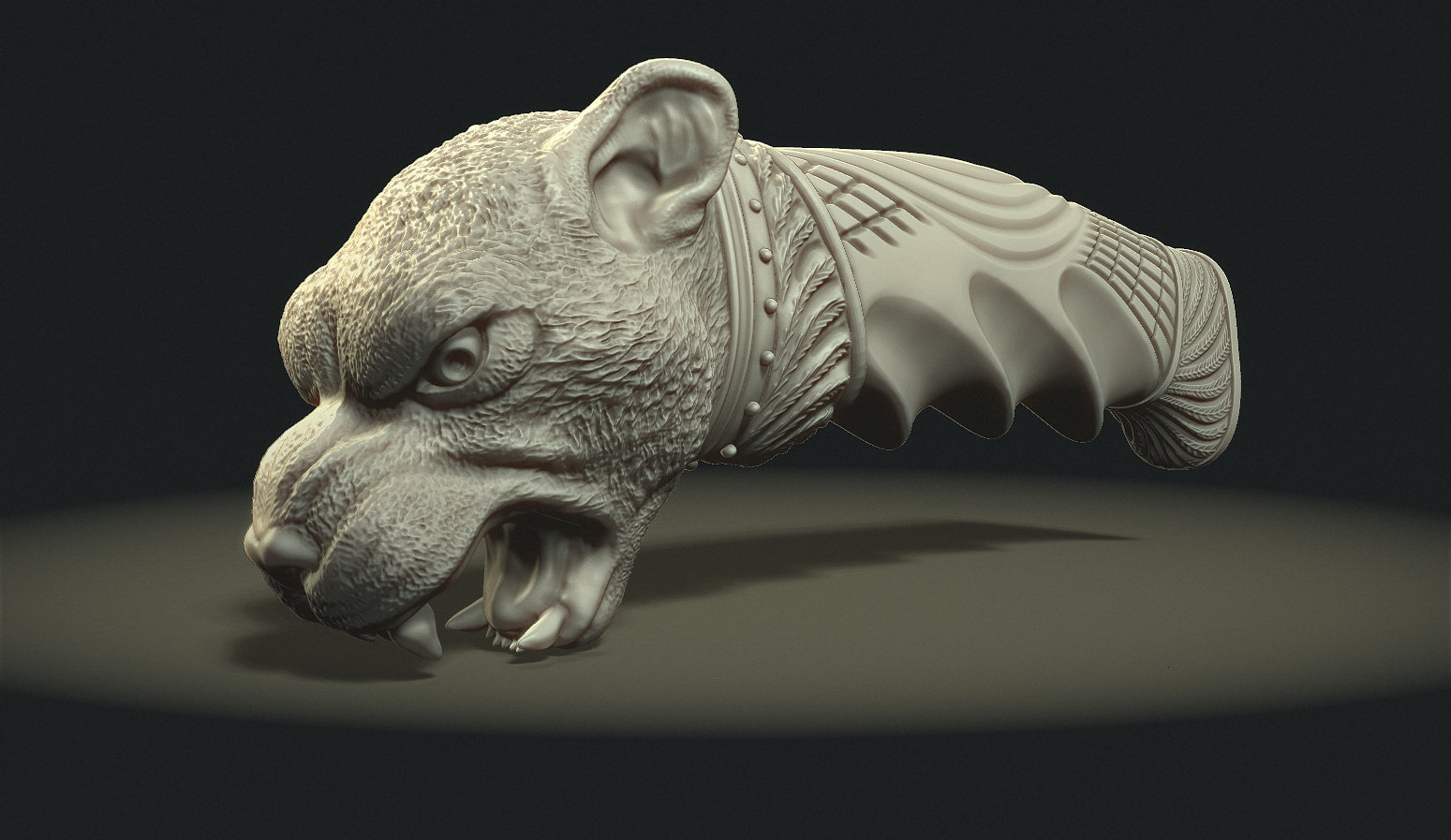 Puma Head Knife Handle 3D STL Model for CNC Router and 3D Printer ...