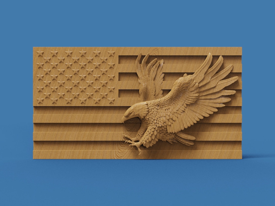 American Flag and Eagle 3D STL Model for CNC Router Engraver Carving ...
