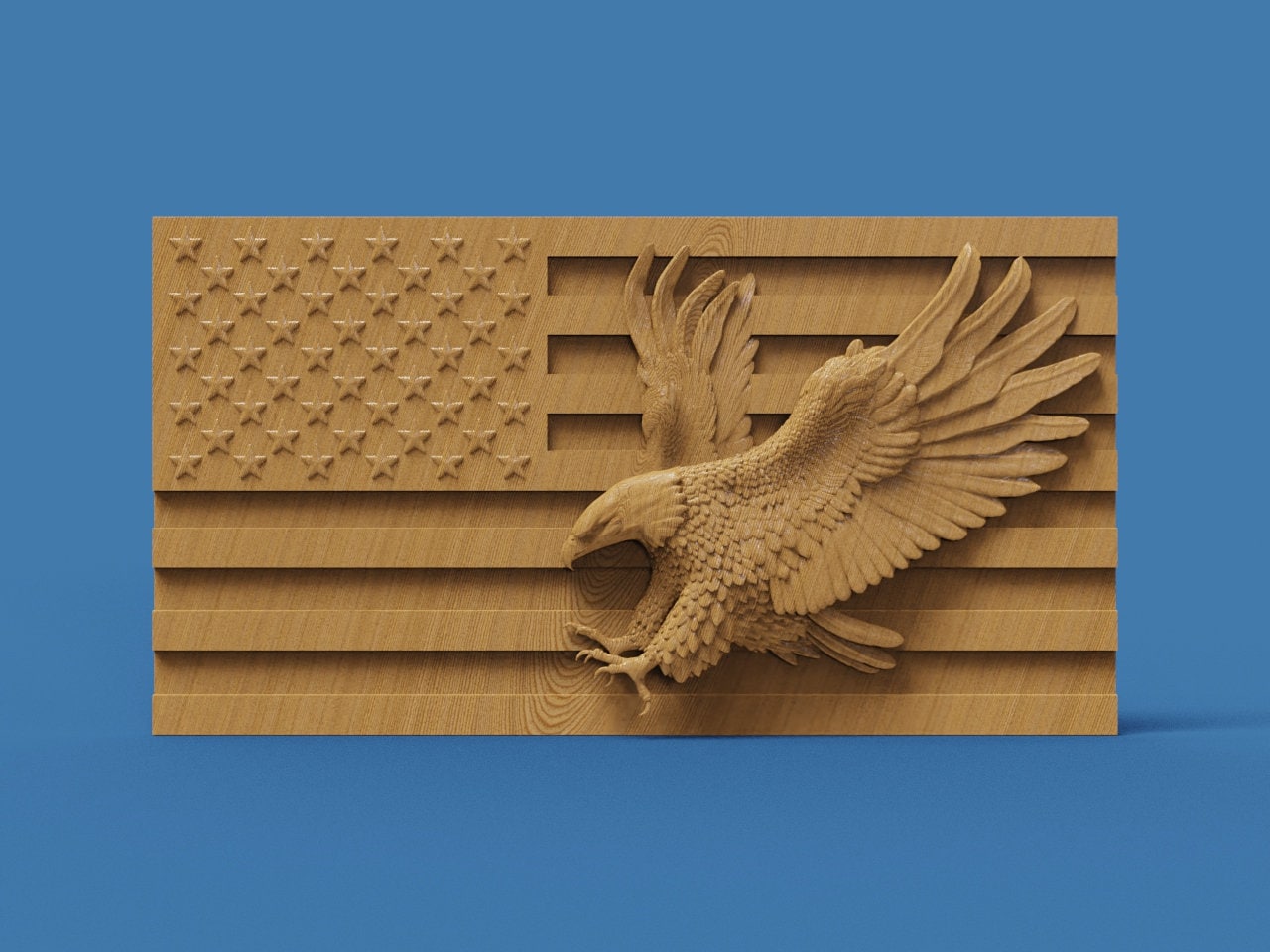 American Flag and Eagle 3D STL Model for CNC Router Engraver Carving Machine Artcam Aspire CNC ...