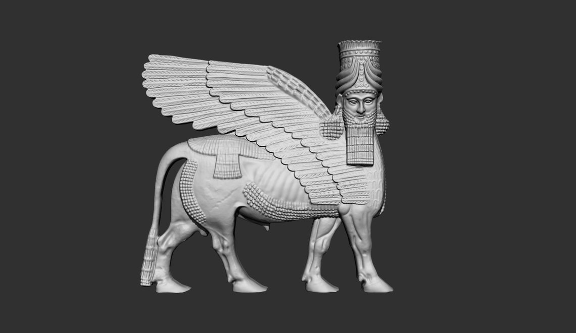 Assyrian Human Headed Winged Bull Stl Model for Cnc and 3d Printer ...