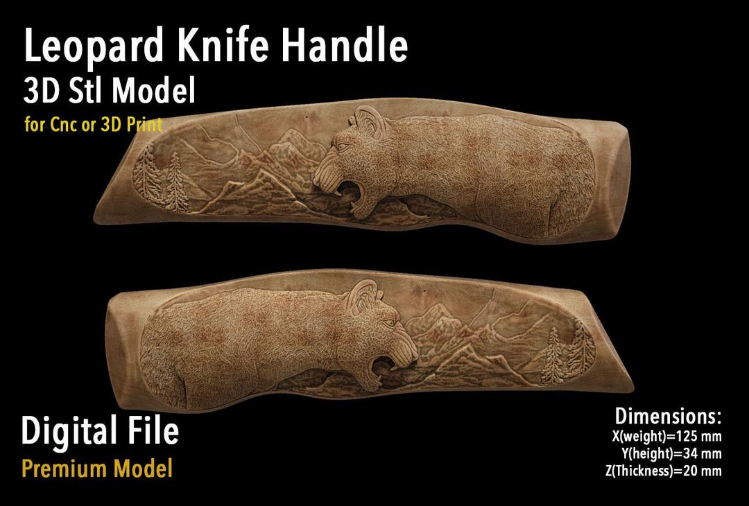Leopard Knife Handle 3D STL Model for Cnc or 3D Printer Digital File - Etsy