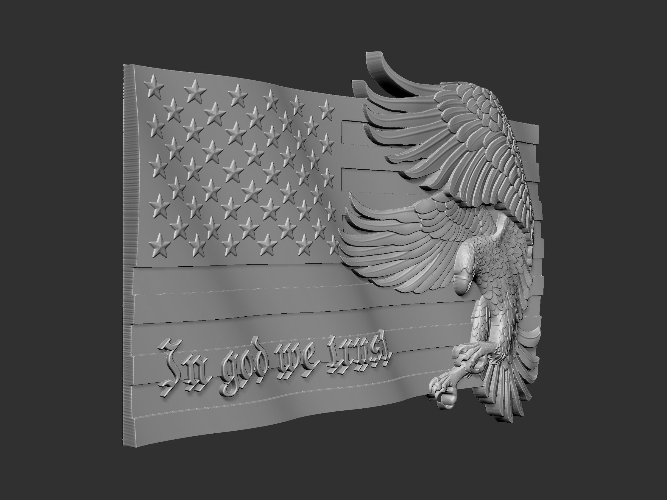 American Flag and Eagle 3D STL Model for Cnc and 3d Printer Digital ...