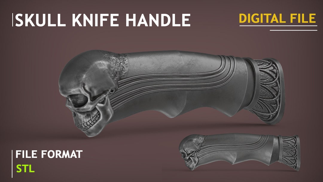 Skull Knife Handle 3D Stl Digital File for Cnc Milling and 3d Printing ...