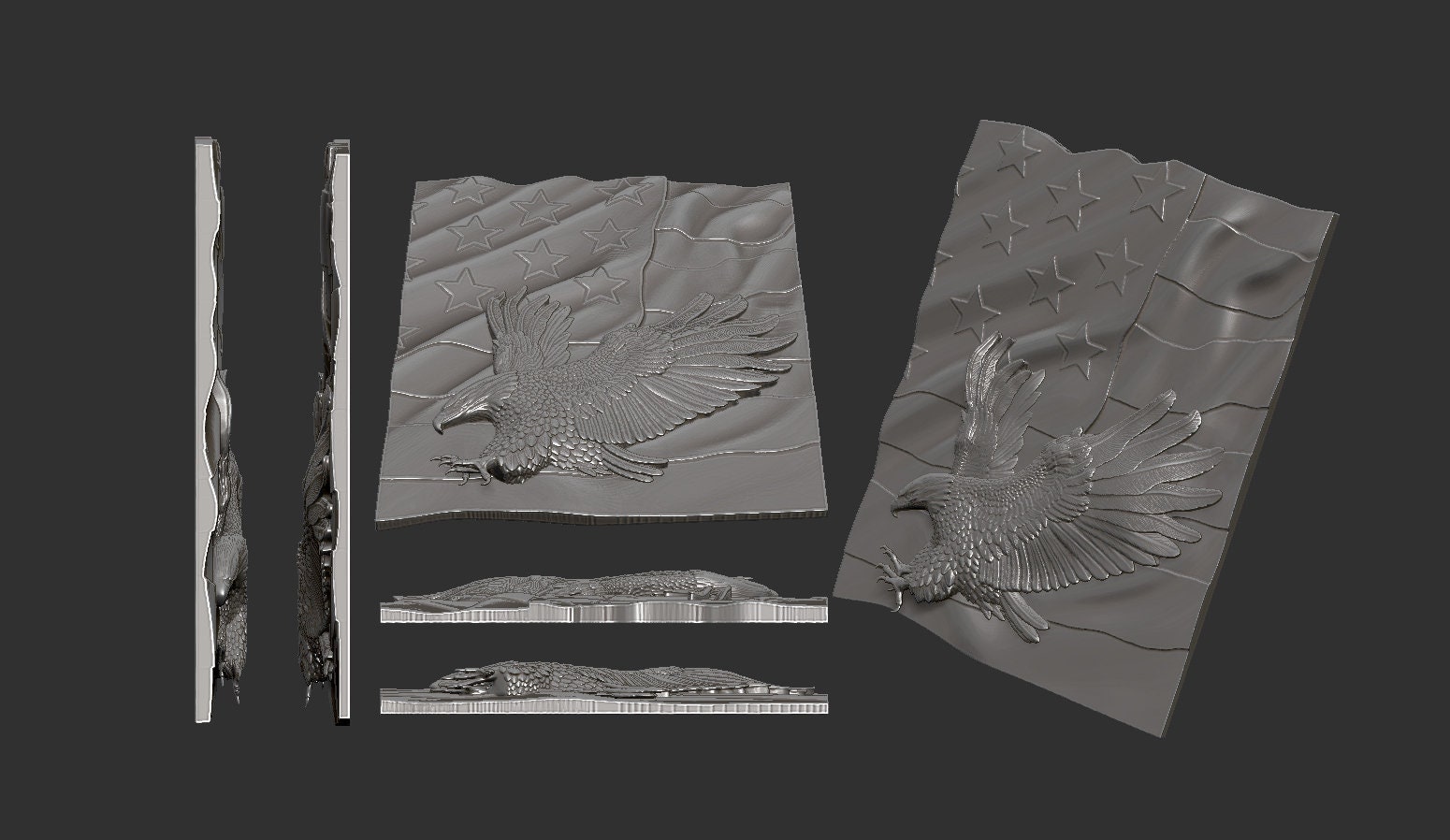 American Flag and Eagle Bas Relief 3d Stl Model Cnc or 3D Printer ...