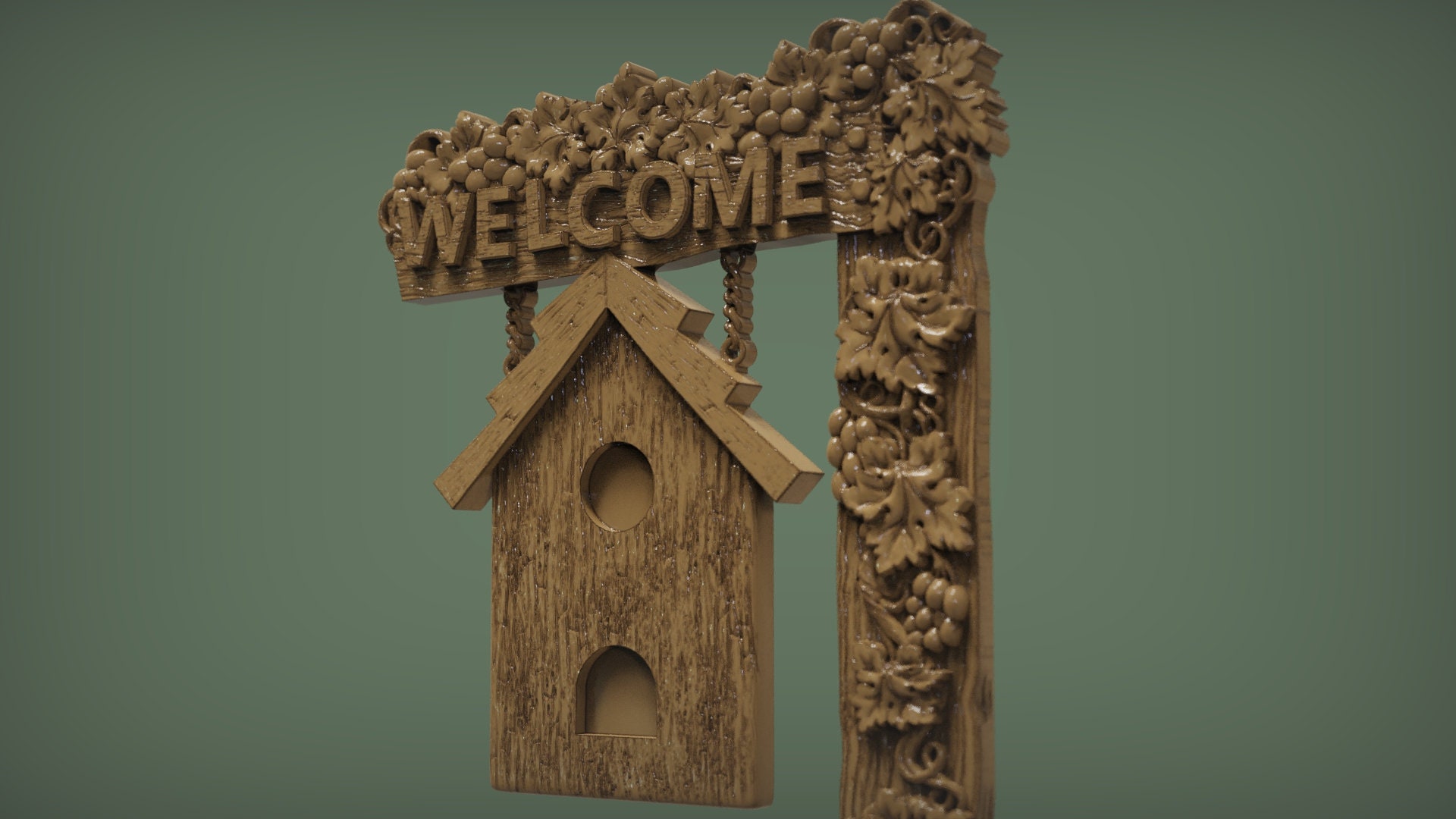 Welcome Sign Board With Bunch of Grapes 3D STL Model for CNC Router 3D ...