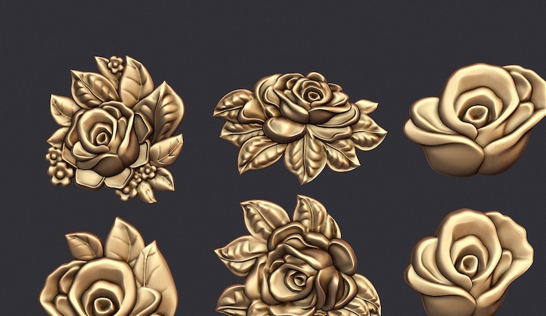 Roses Relief Set 3d Stl Model for Cnc and 3d Printer - Etsy