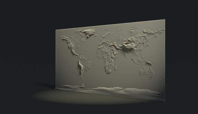World Map Bas Relief 3D STL Model for CNC Router Engraver - Etsy