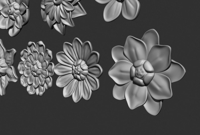 Flowers 3d Stl Model For Cnc Router Or 3d Printer Digital Files Etsy