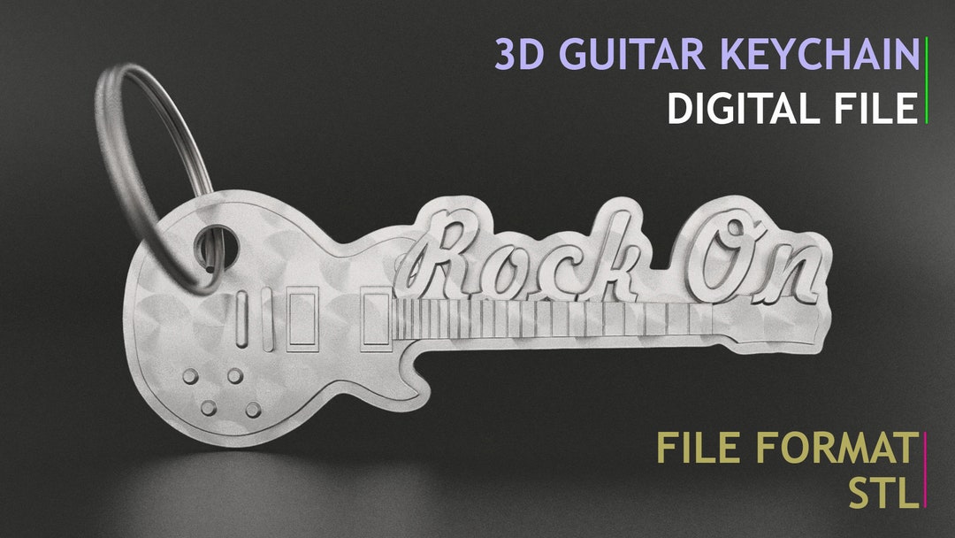 Guitar Keychain 3D STL Model for 3D Printing or Cnc Milling Digital ...