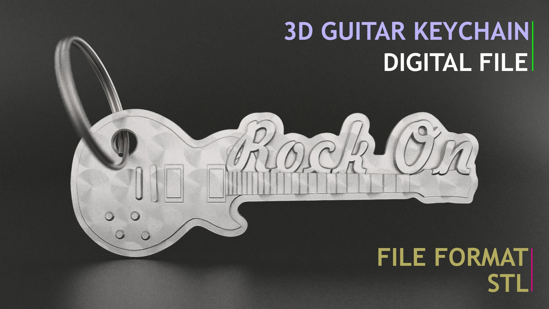 Guitar Keychain 3D STL Model for 3D Printing or Cnc Milling, Digital ...