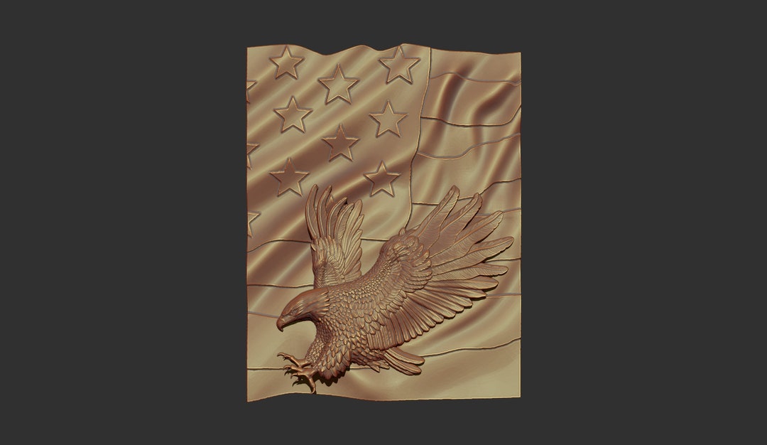 American Flag and Eagle Bas Relief 3d Stl Model Cnc or 3D Printer ...