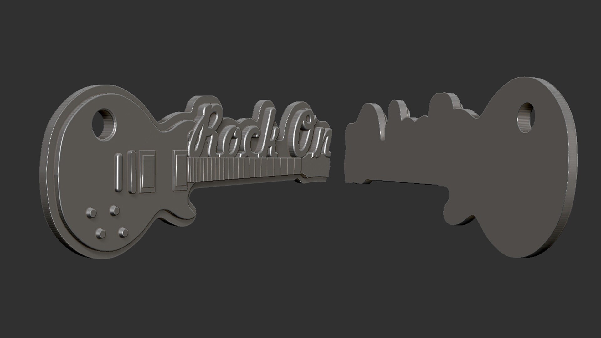 Guitar Keychain 3D STL Model for 3D Printing or Cnc Milling, Digital ...