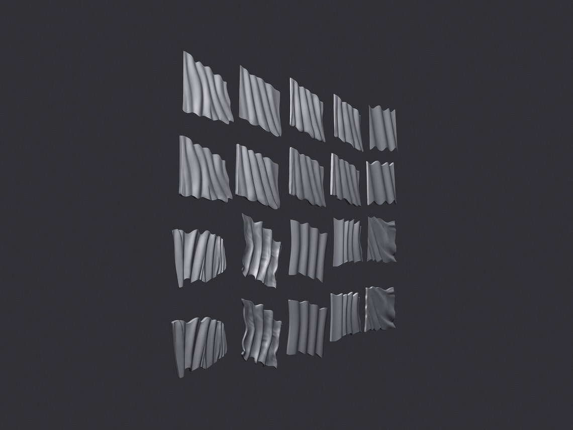 Wavy Flags Set 3D STL Model for CNC Router and 3D Printer Digital File ...