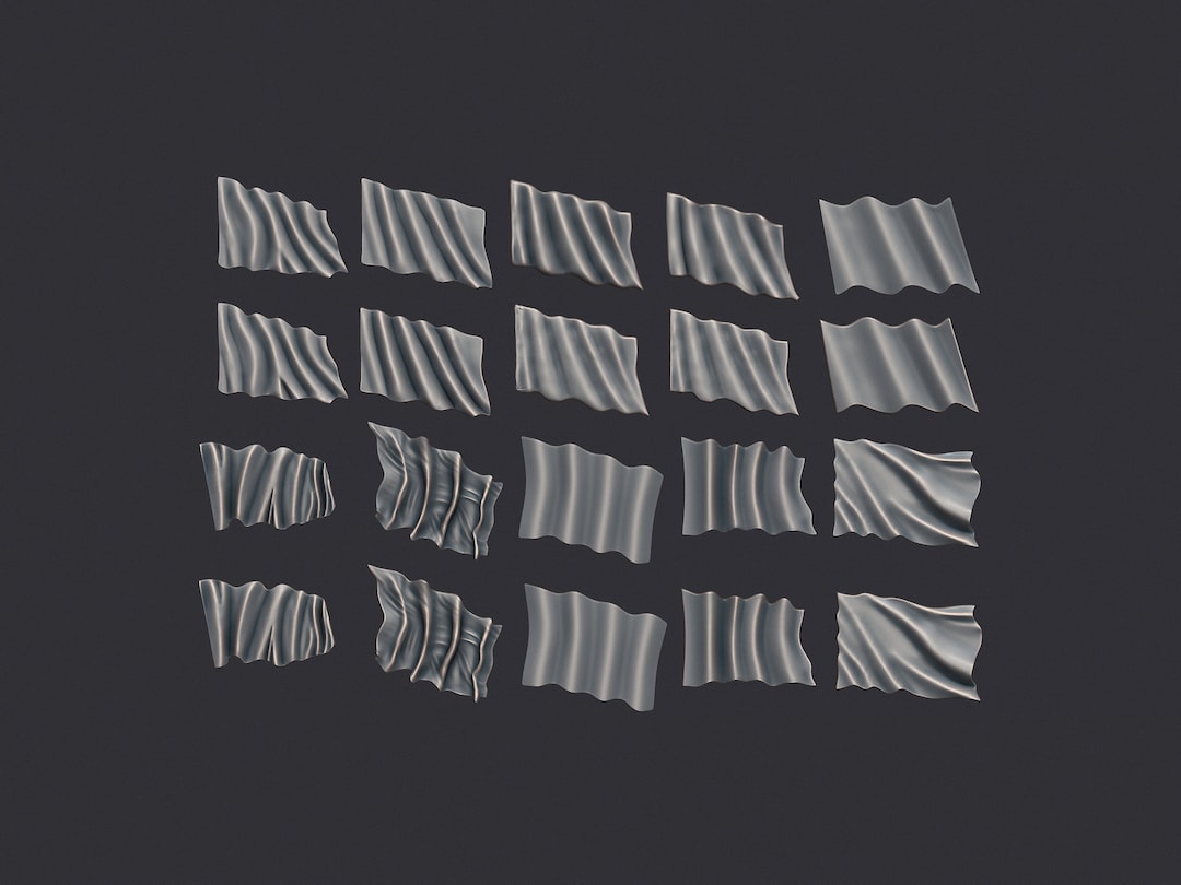 Wavy Flags Set 3D STL Model for CNC Router and 3D Printer Digital File ...