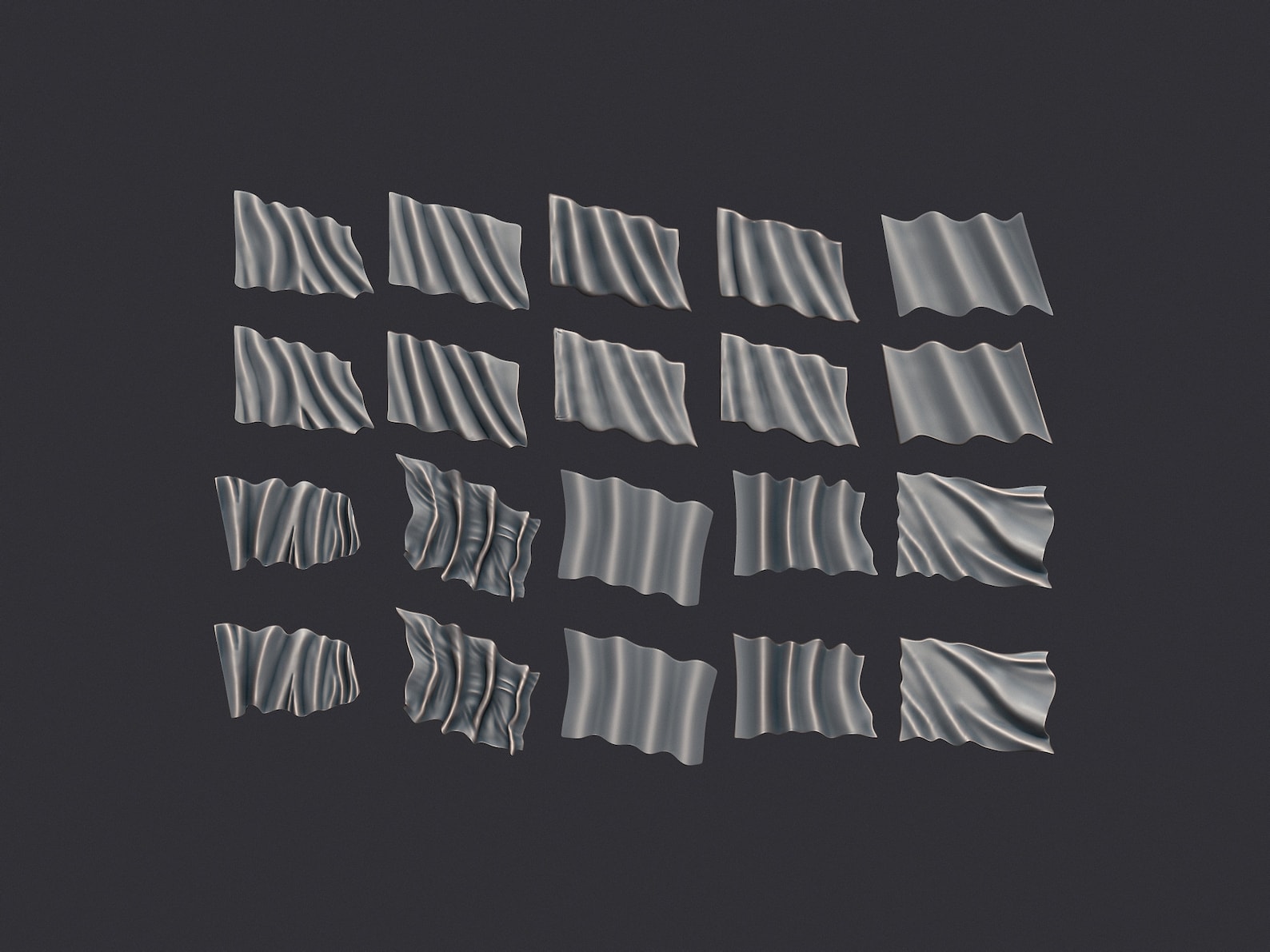 Wavy Flags Set 3D STL Model for CNC Router and 3D Printer Digital File ...