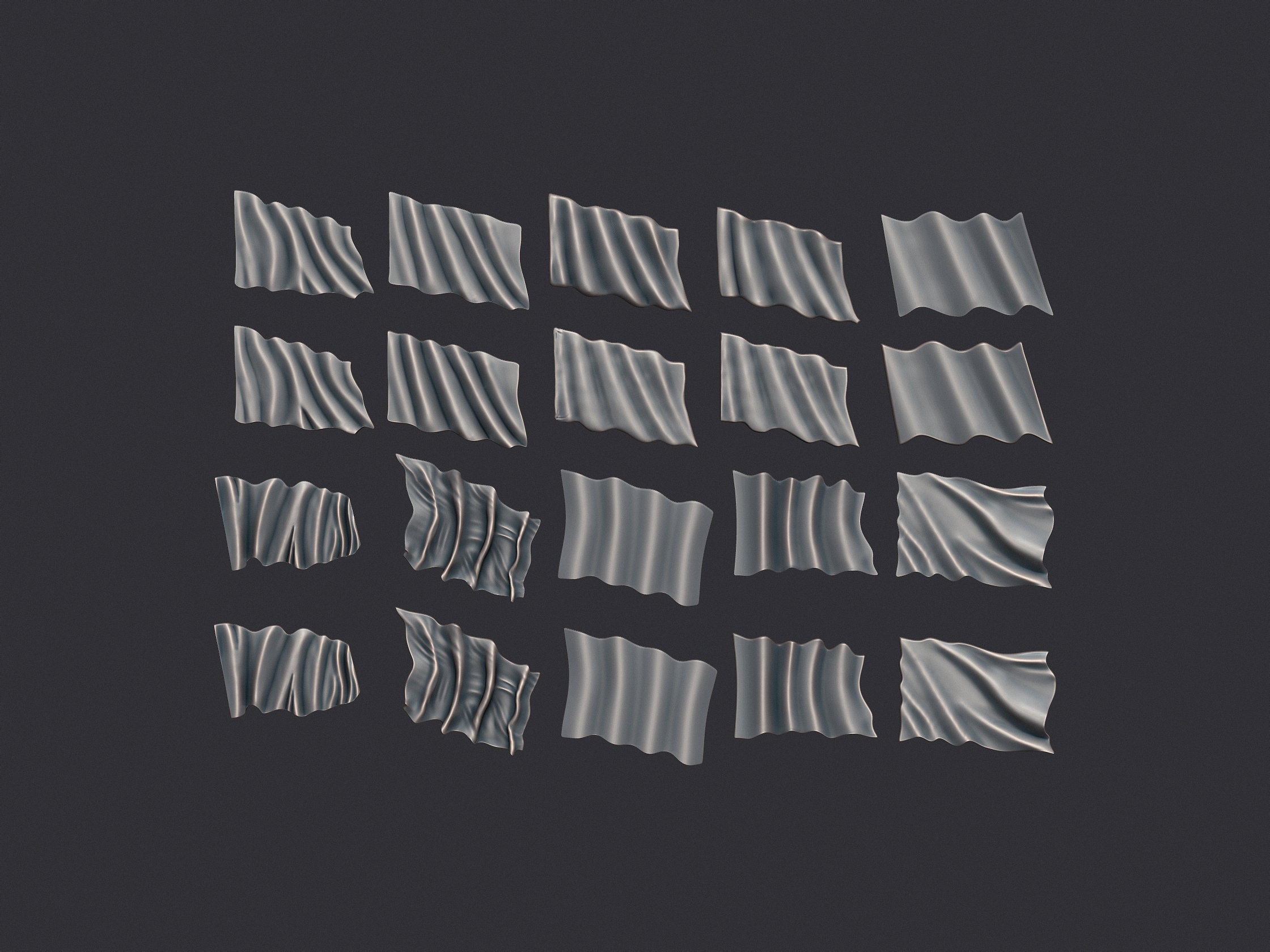 Wavy Flags Set 3D STL Model for CNC Router and 3D Printer Digital File ...