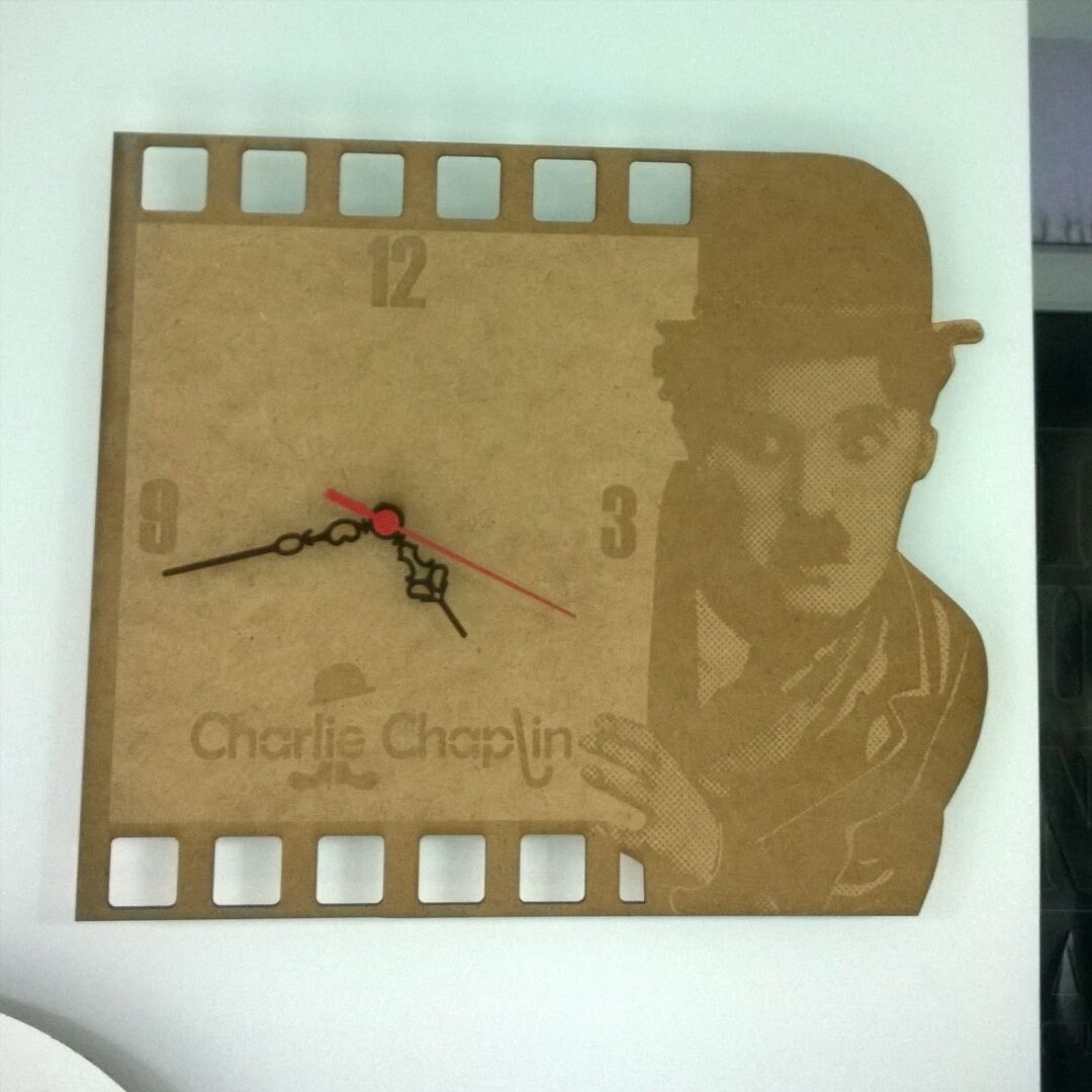 Charlie Chaplin Wall Clock Digital File for Laser Engraving Dxf, Cdr ...