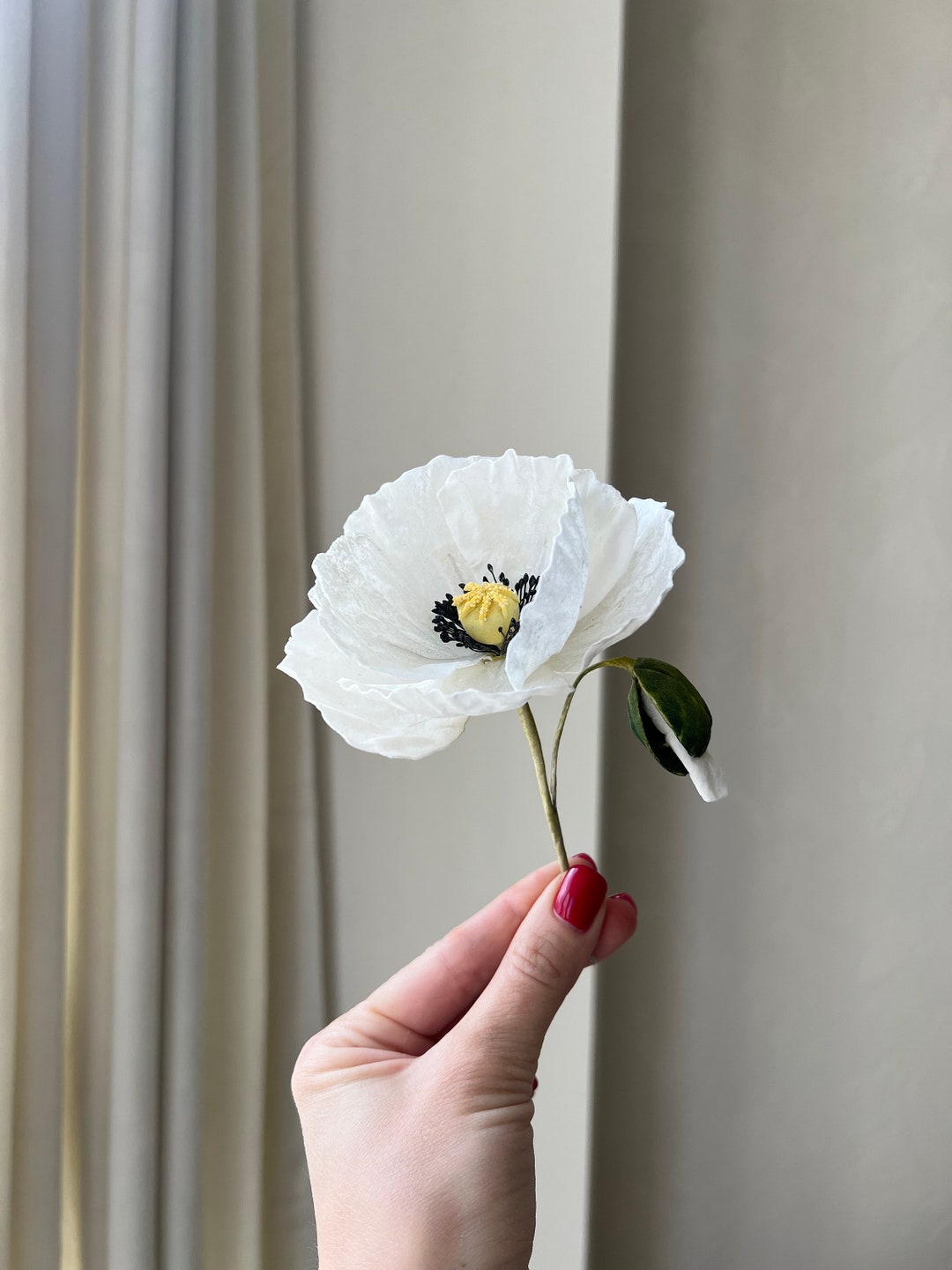 White Poppy for Cake Decoration, Wafer Paper Flower, Edible Wedding ...
