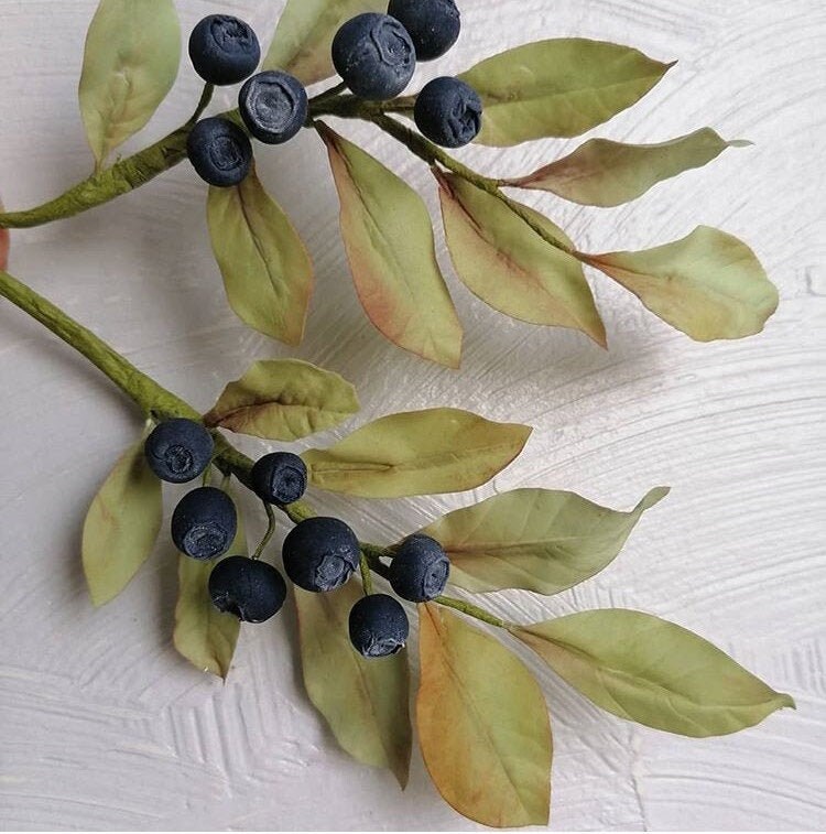 Wafer Paper blueberry 2 branches of blueberry for Cake | Etsy