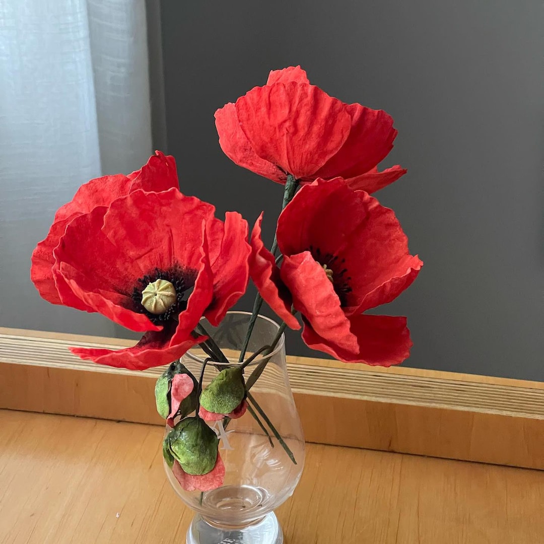 Wafer Paper Flower, Red Poppy for Cake Decoration, Edible Wedding Cake ...