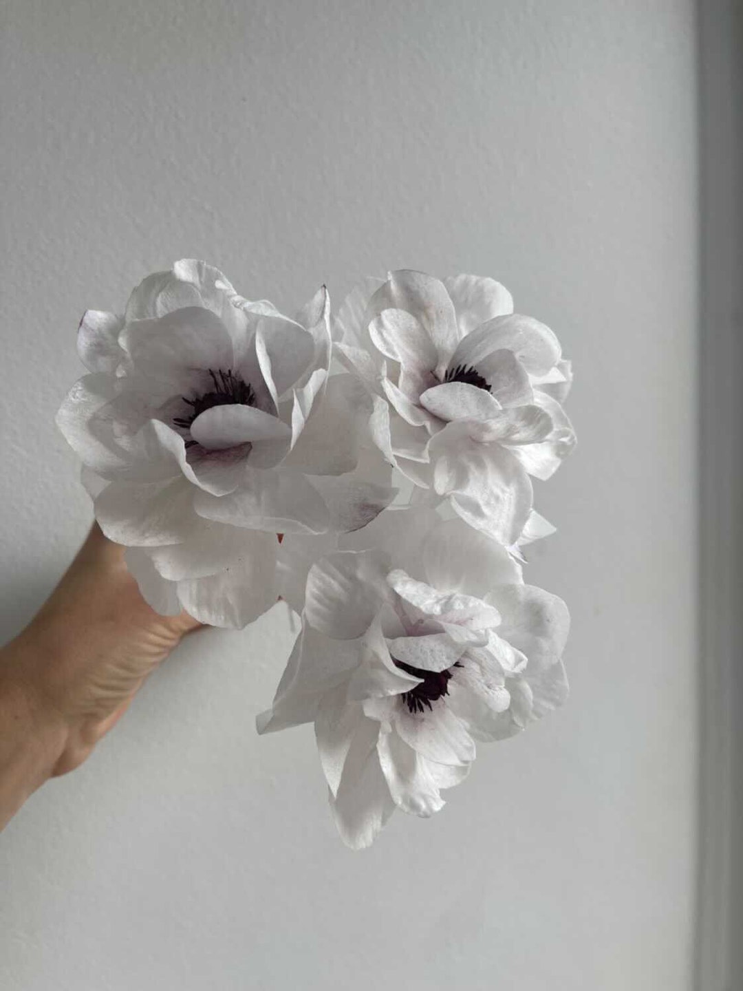 White/purple Anemone for Cake Decoration, Wafer Paper Flower for ...