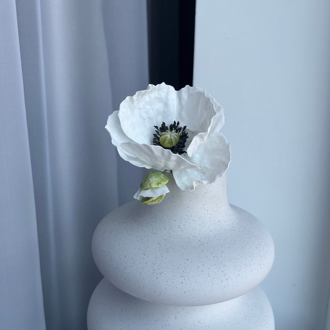 Wafer Paper Flower, White Poppy for Cake Decoration, Edible Wedding ...