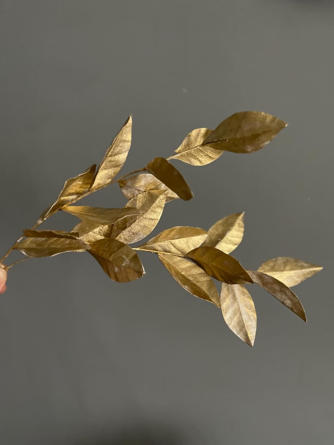 Gold Wafer Paper Leaves, 3 Branches of Edible Green Leaves for Wedding ...