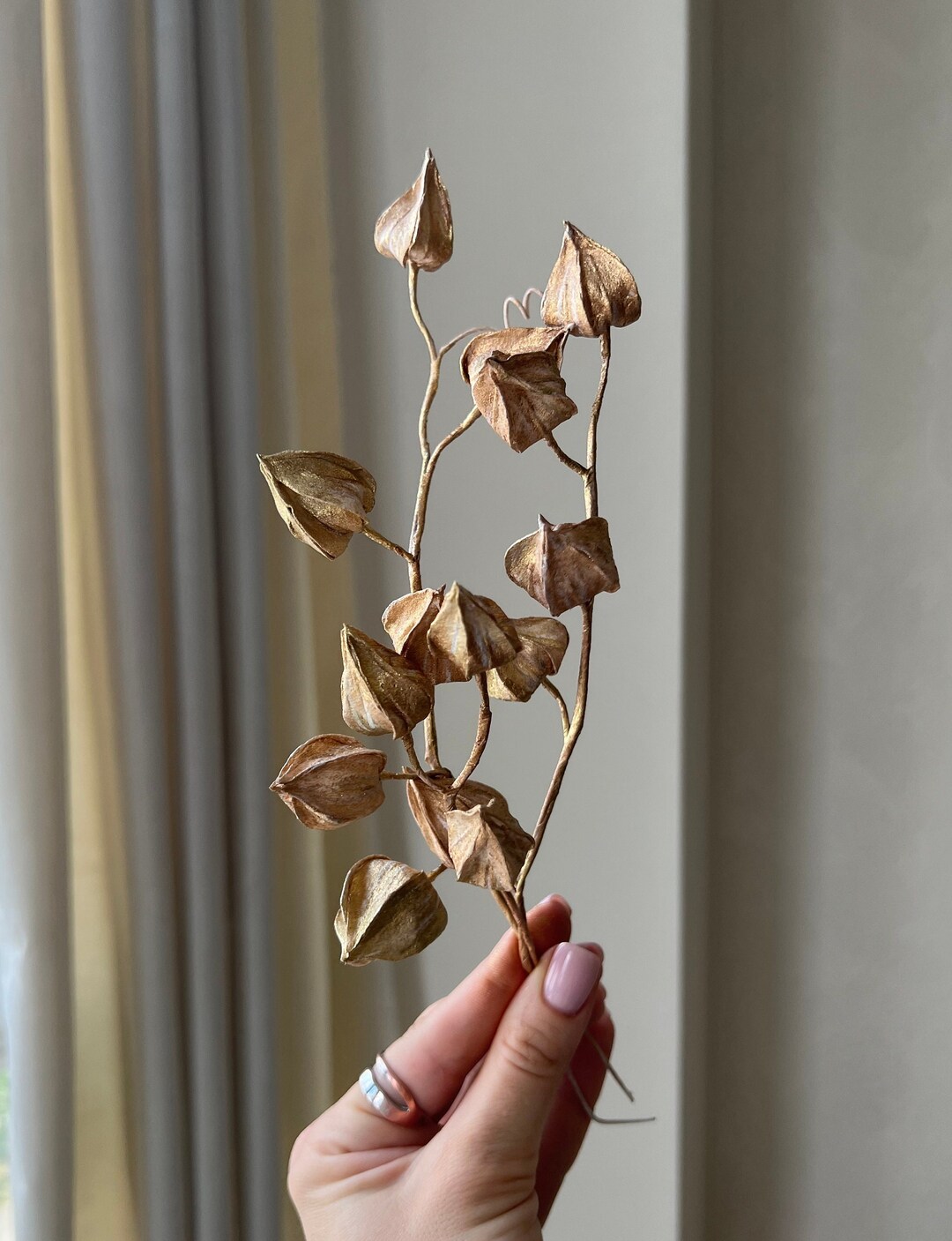 Golden Wafer Paper Physalis for Cake Decoration, 5 Branches of Edible ...