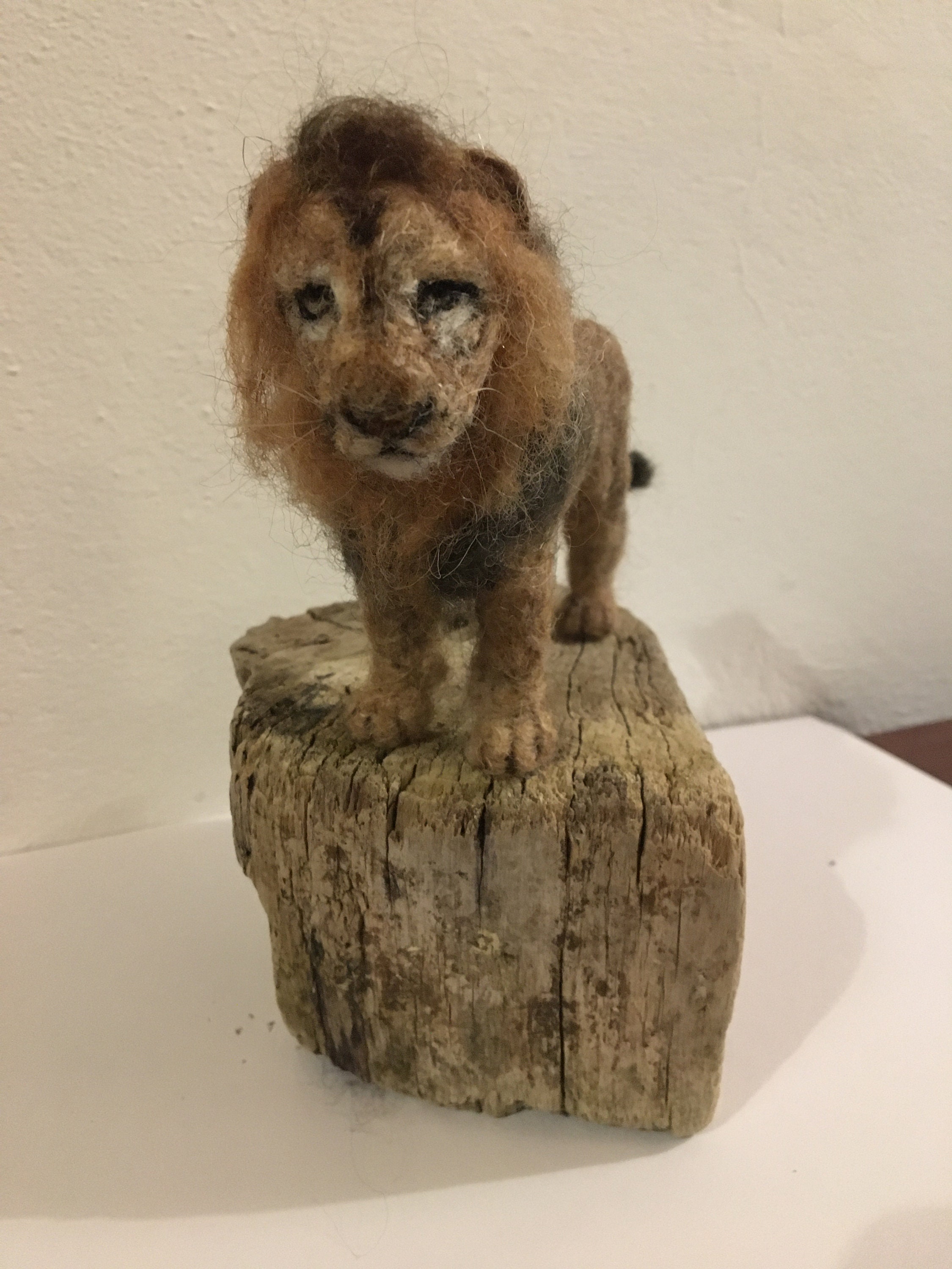 Felted Lion, Standing, on a Driftwood Piece - Etsy