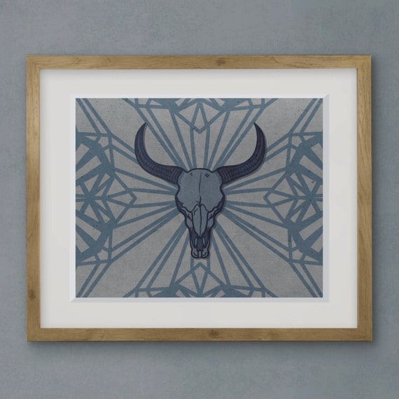 Cráneo Geométrico Impresión de Arte | Etsy España