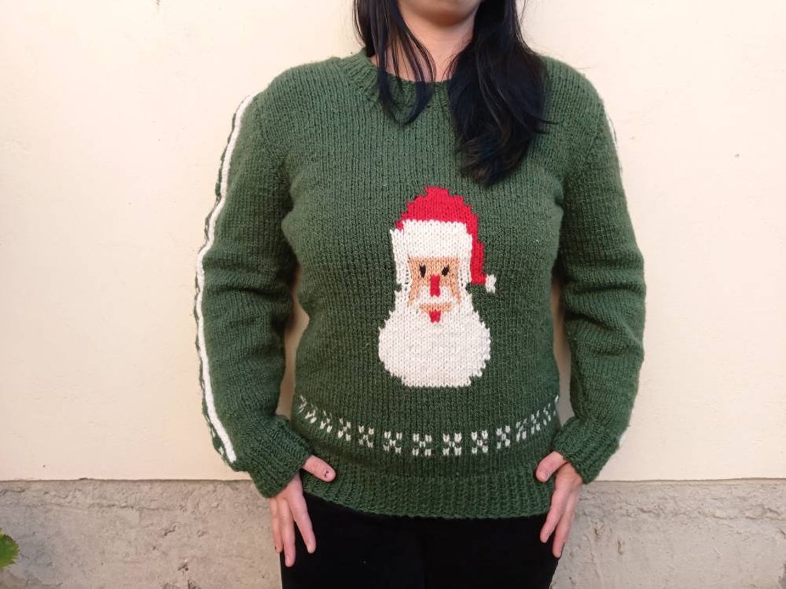 Christmas Santa Sweater Hand Knit Sweater Christmas Gift for - Etsy
