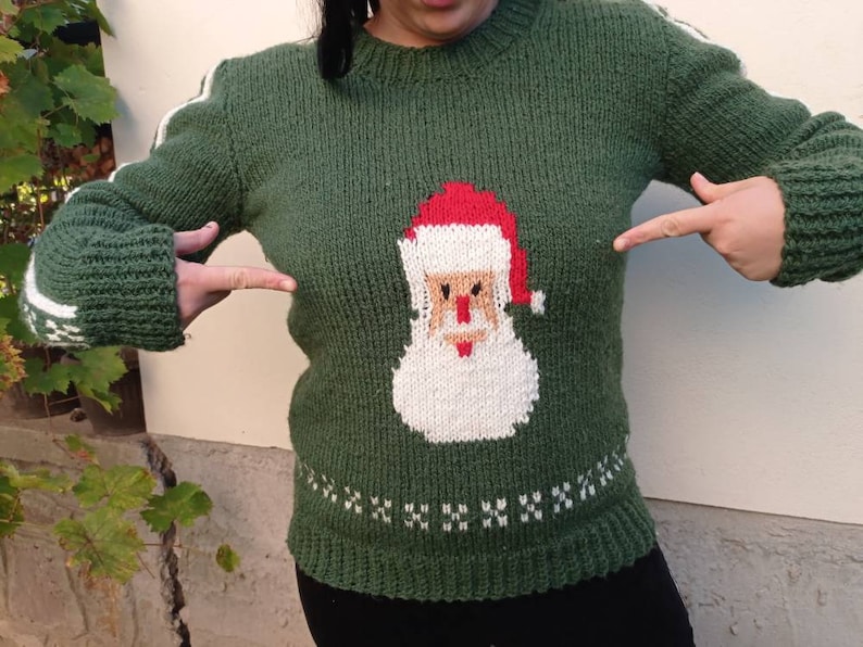 Christmas Santa Sweater Hand Knit Sweater Christmas Gift for - Etsy