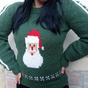 Christmas Santa Sweater Hand Knit Sweater Christmas Gift for - Etsy