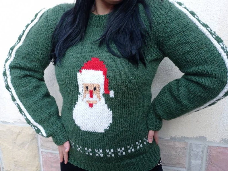 Christmas Santa Sweater Hand Knit Sweater Christmas Gift for - Etsy
