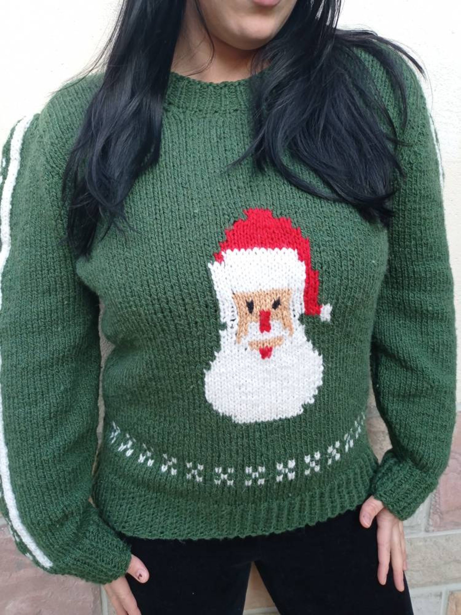 Christmas Santa Sweater Hand Knit Sweater Christmas Gift for - Etsy