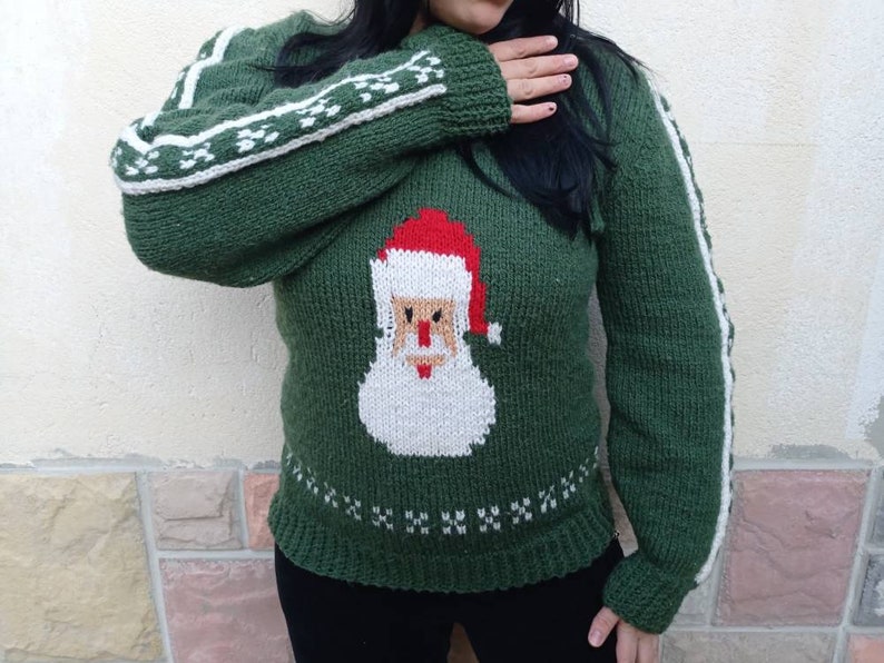 Christmas Santa Sweater Hand Knit Sweater Christmas Gift for - Etsy
