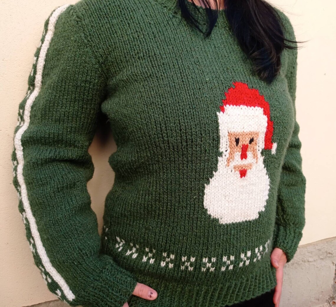 Christmas Santa Sweater Hand Knit Sweater Christmas Gift for - Etsy