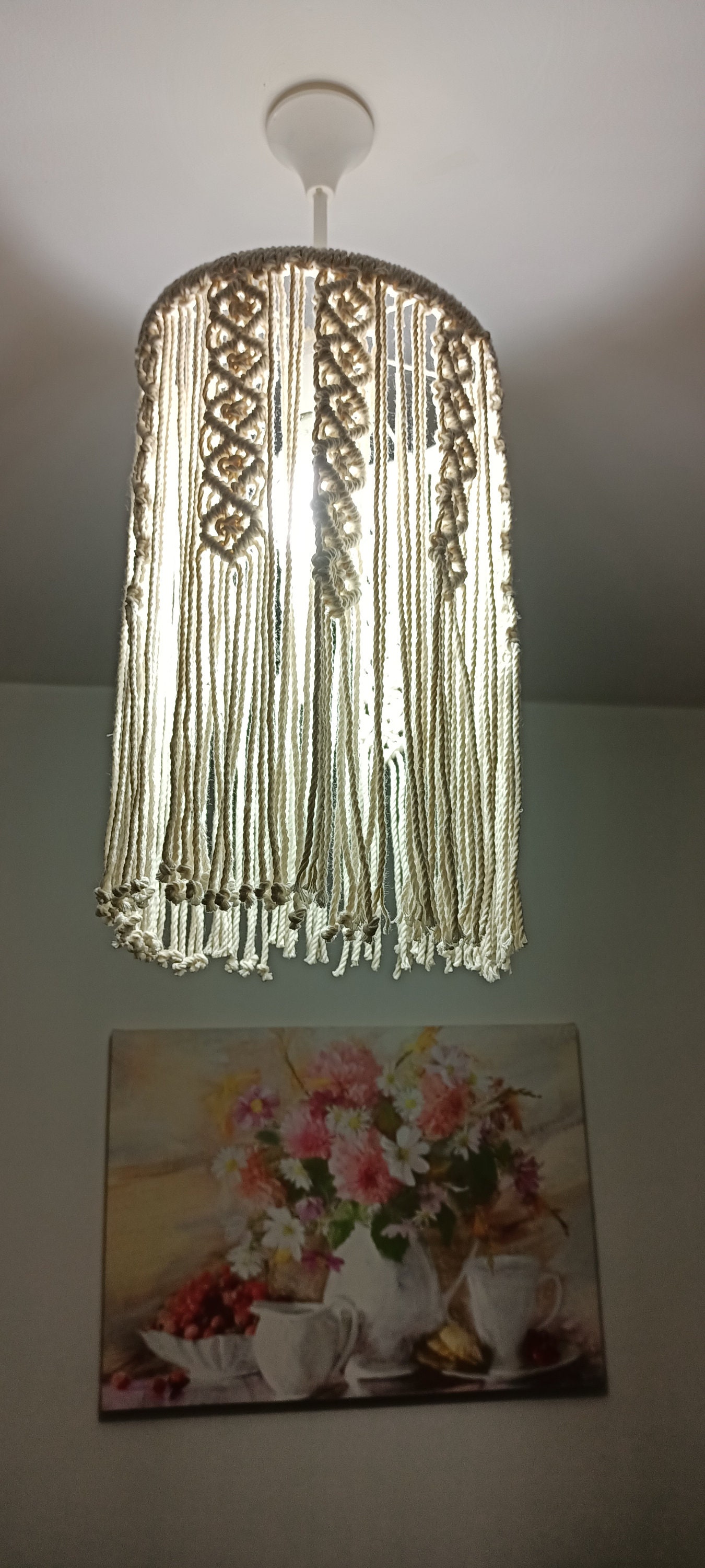 Macrame Chandelier, Boho Light, Bohemian Lamp Shade, Bohemian Decor ...