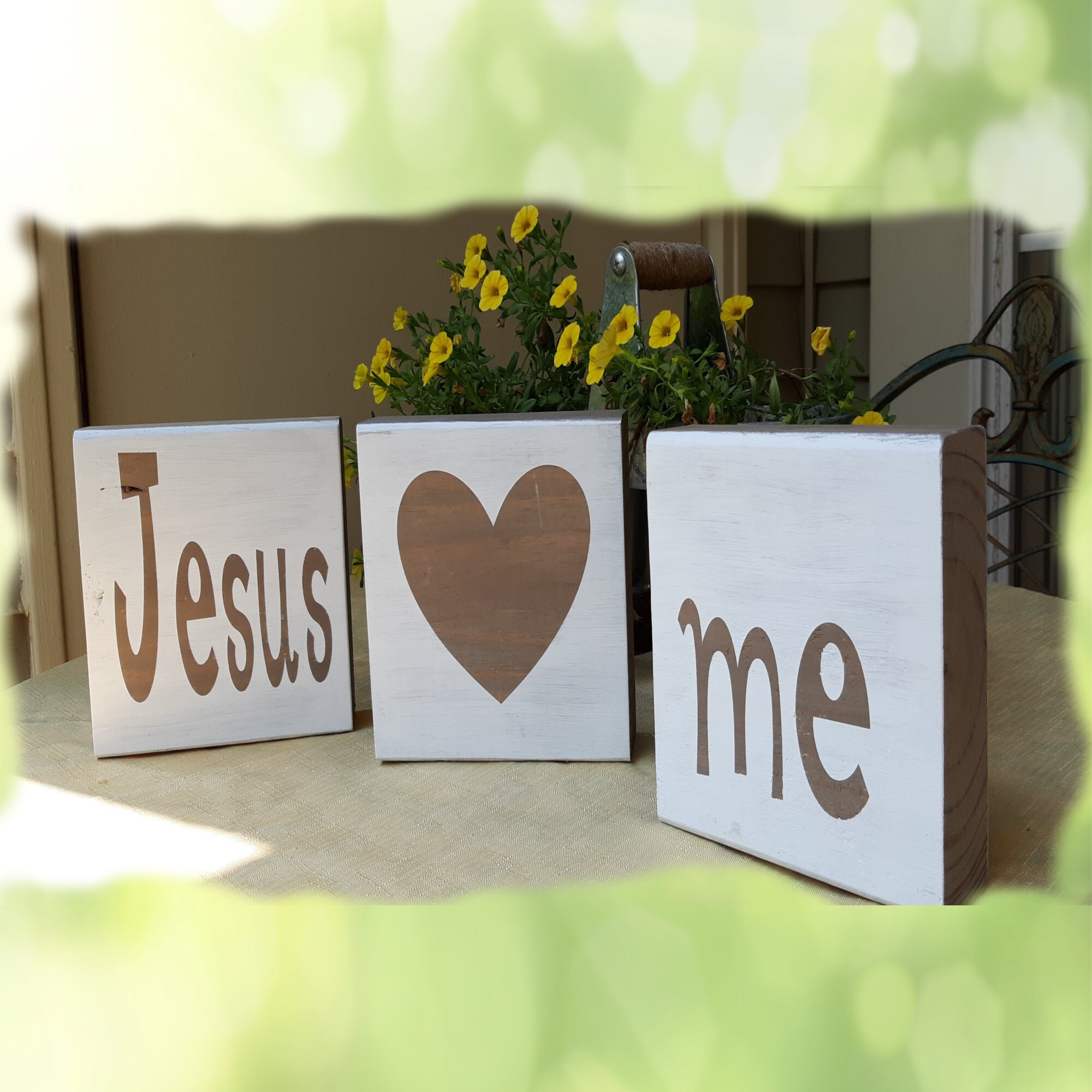 I Love Jesus/jesus Loves Me Wood Block Décor 3 Piece Set 4x3.5 In - Etsy UK