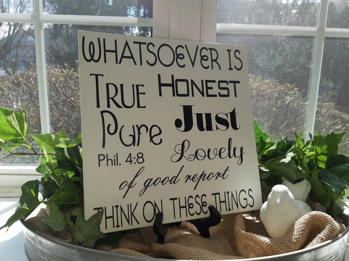 Think on These Things Bible Verse Tile 12x12 Wood Tile - Etsy