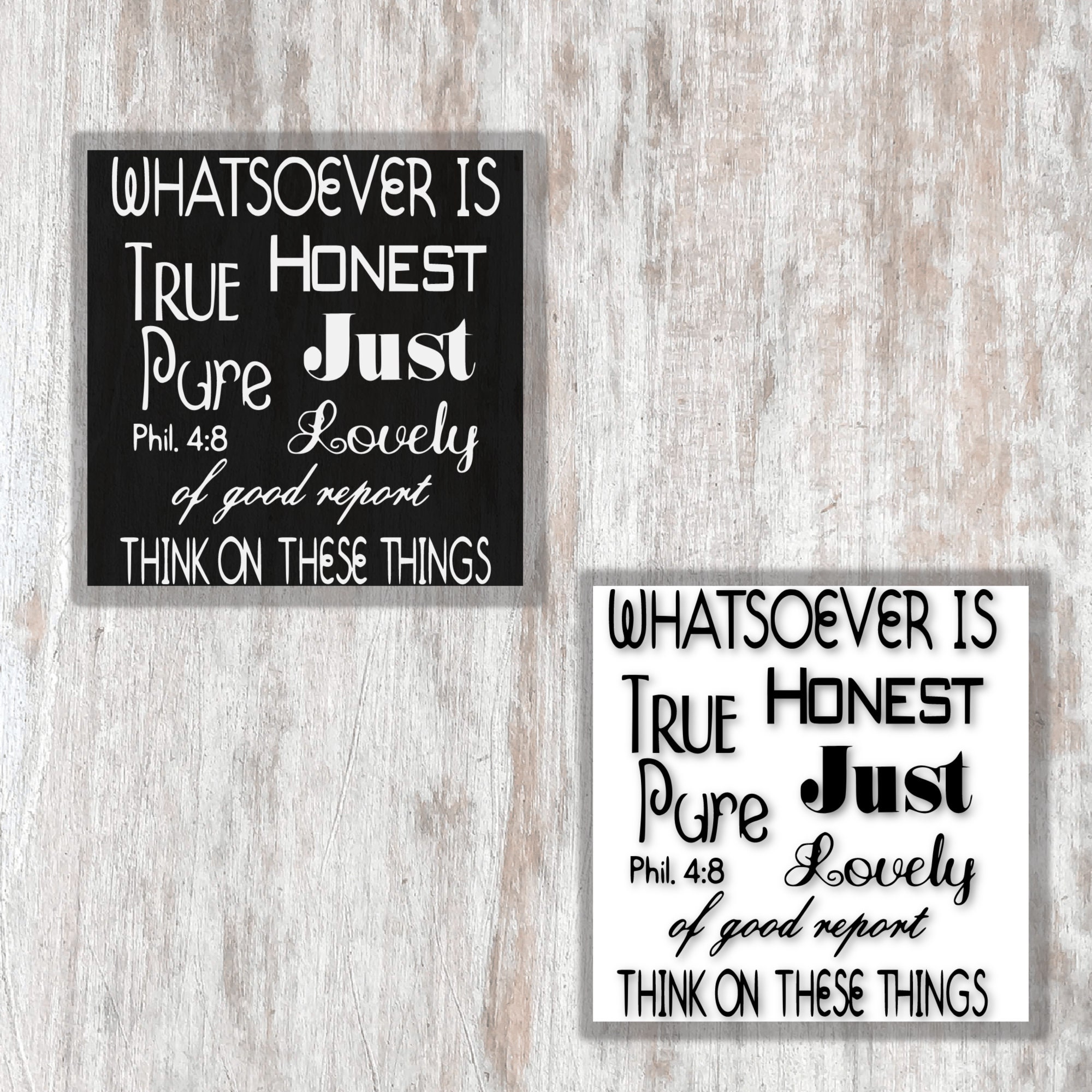 Think on These Things Bible Verse Tile 12x12 Wood Tile - Etsy