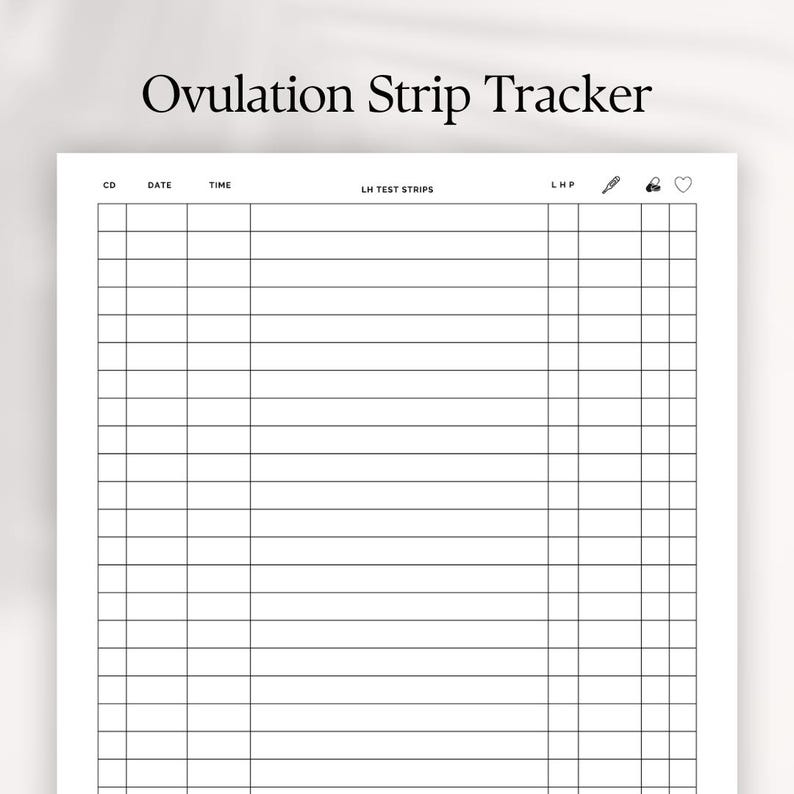 Ovulation Test Strip Tracker: Printable Fertility & OPK Log (US Letter ...