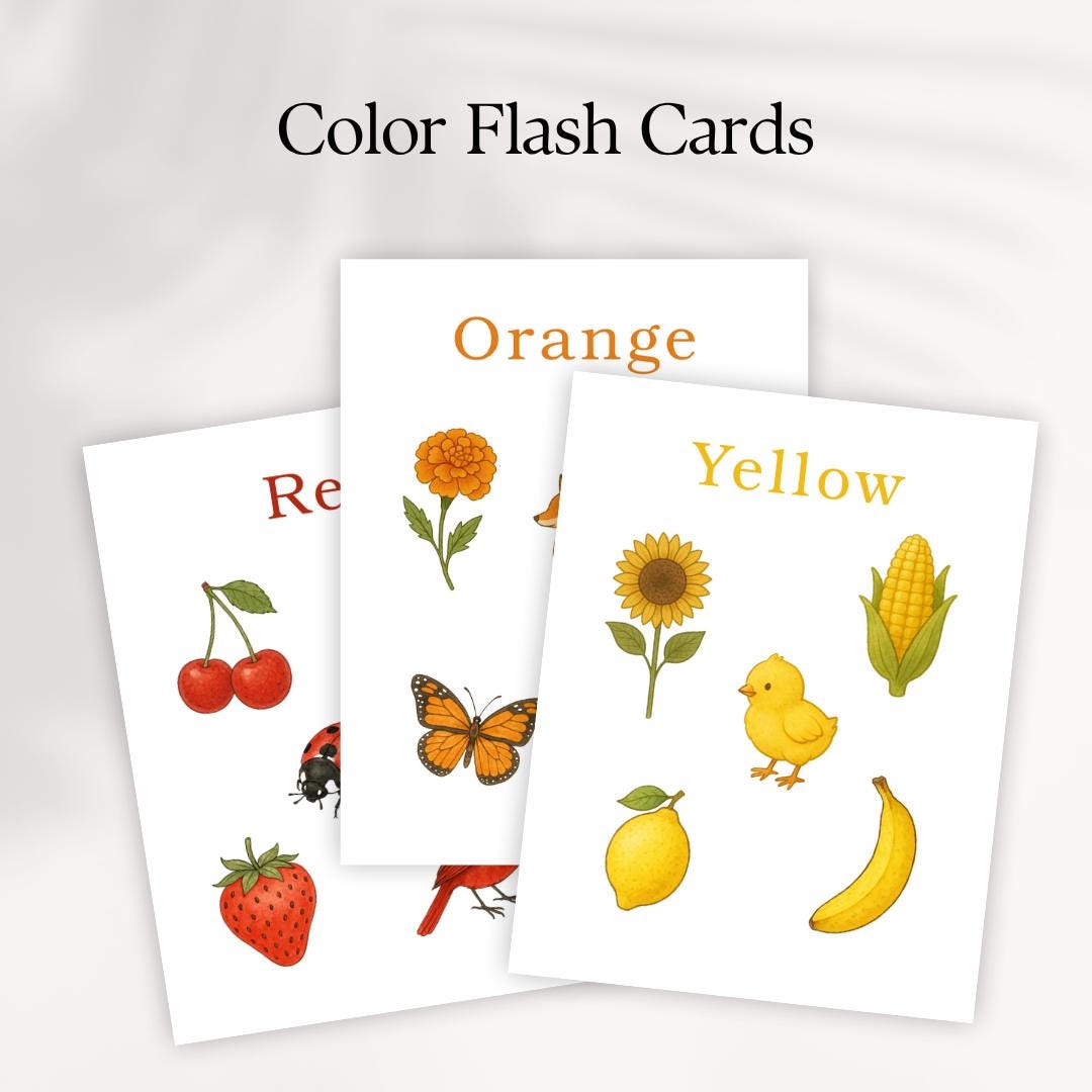 Nature Color Flashcards: Kids Learning Cards (printable PDF Download ...