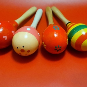 20cm Colourful Wooden Maraca Rattle Shaker Sensory Toy for Kids Music ...