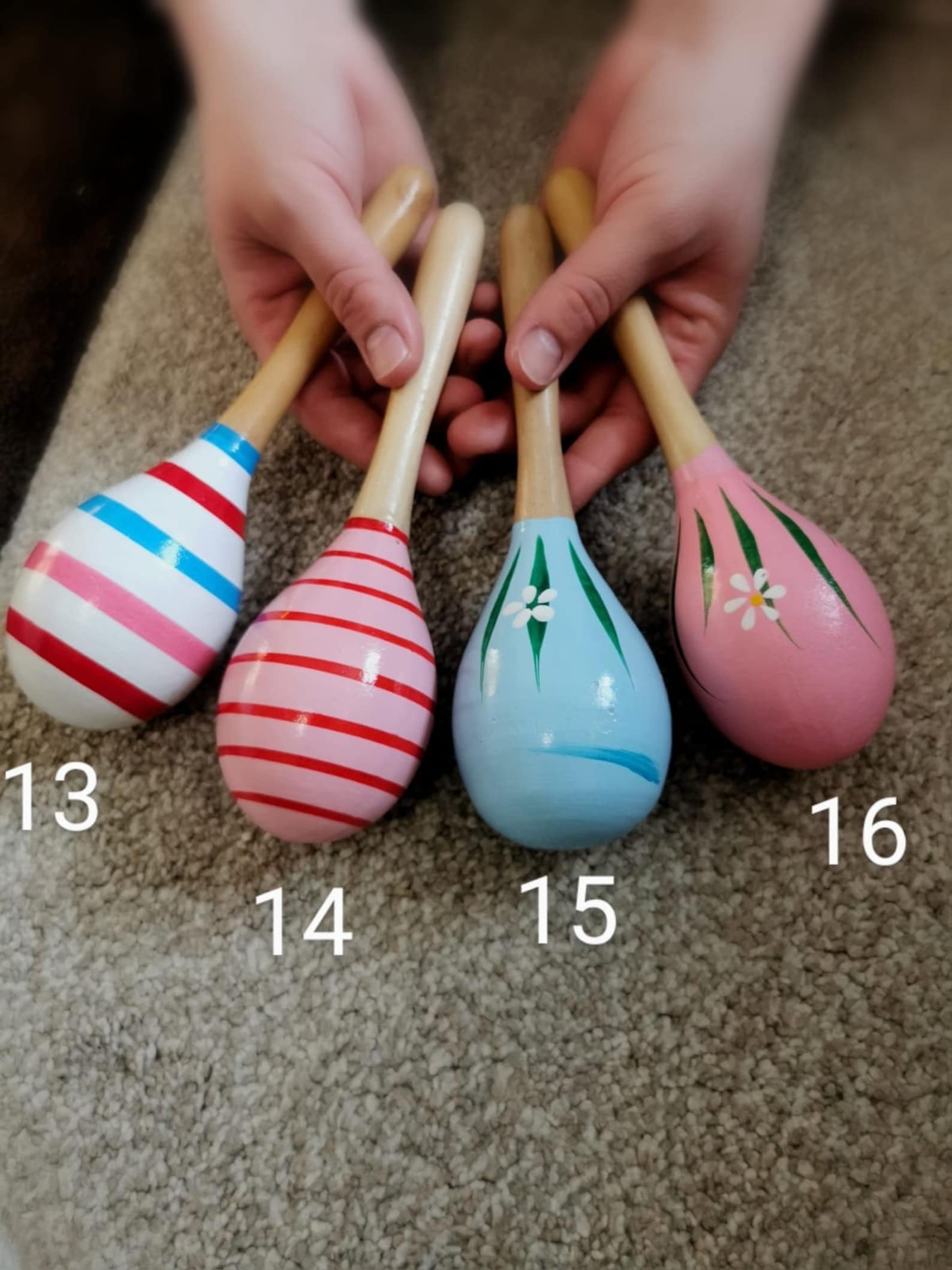 20cm Colourful Wooden Maraca Rattle Shaker Sensory Toy for - Etsy