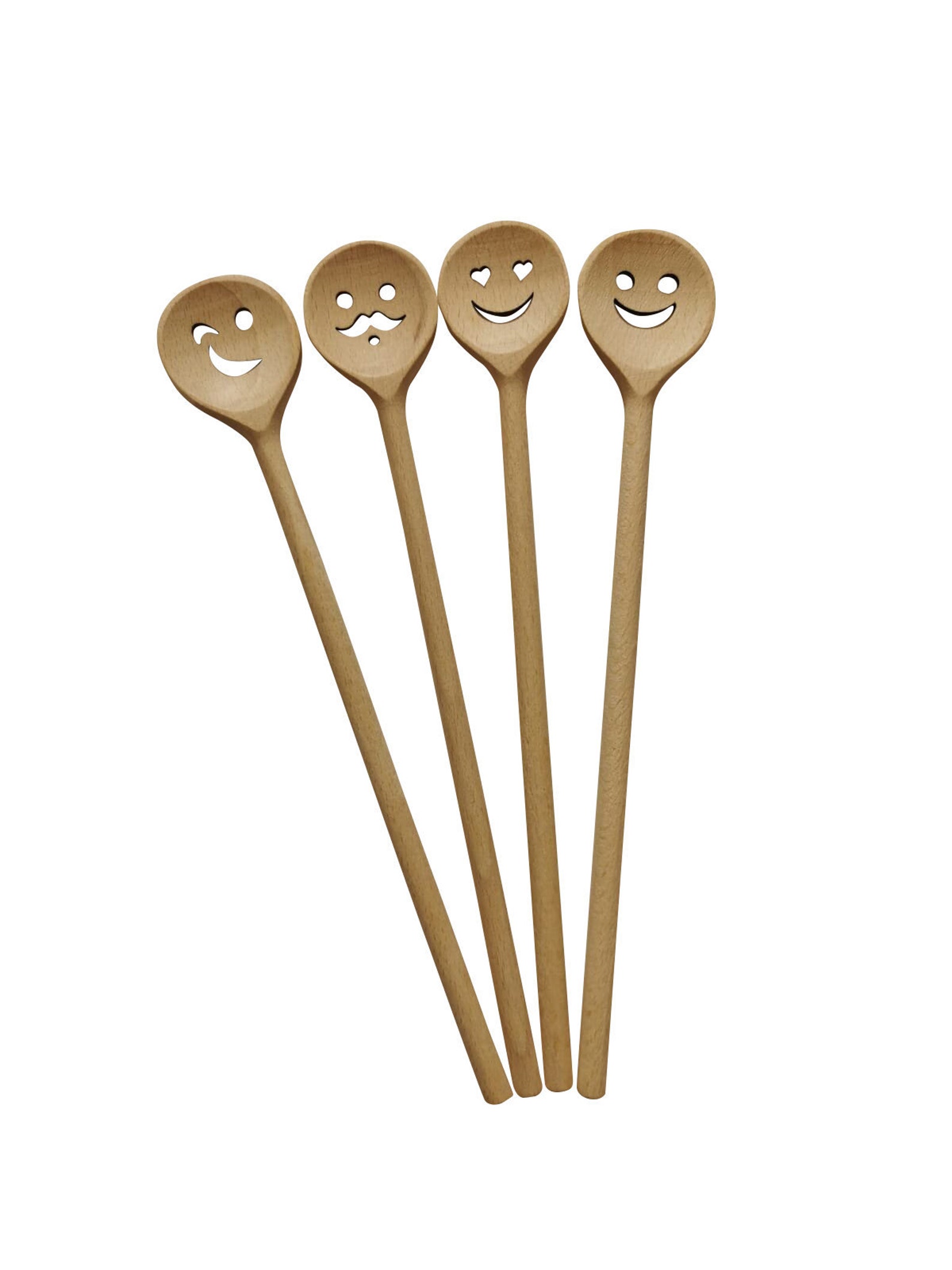 25cm Funny Face Mini Spoon Set Made of Sustainable Beech Wood - Etsy UK
