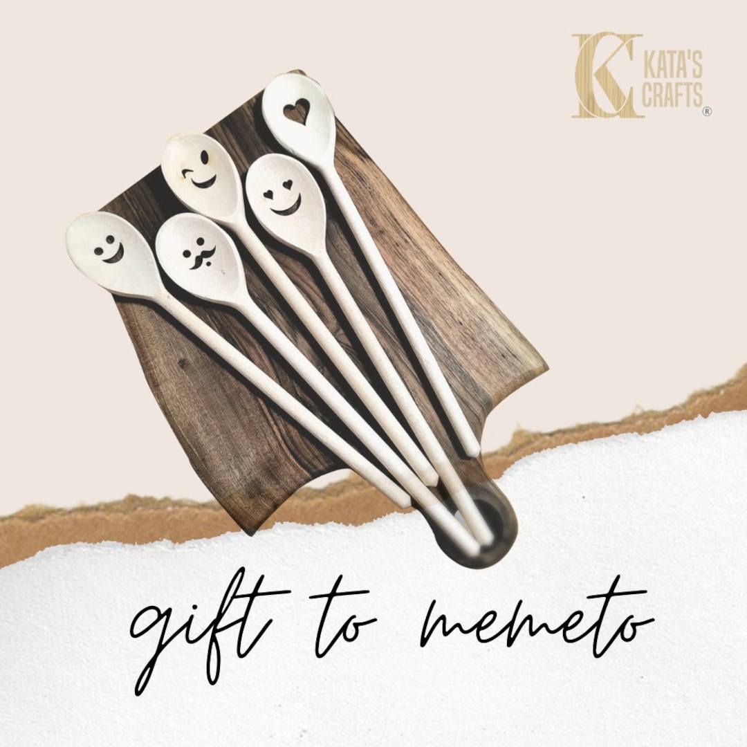 Novelty Handmade Wooden Spoon Set With Funny Emoticon in a Gift Box ...