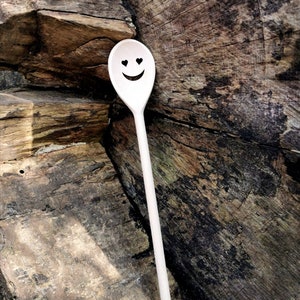 Funny Wooden Spoons With Faces - Handmade Wooden Spoon With Engraved Smiley, Heart-shaped ...